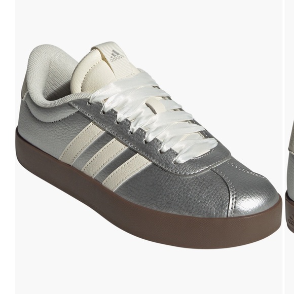 adidas | Shoes | Adidas Metallic Silver And Cream Sneakersnew Without ...